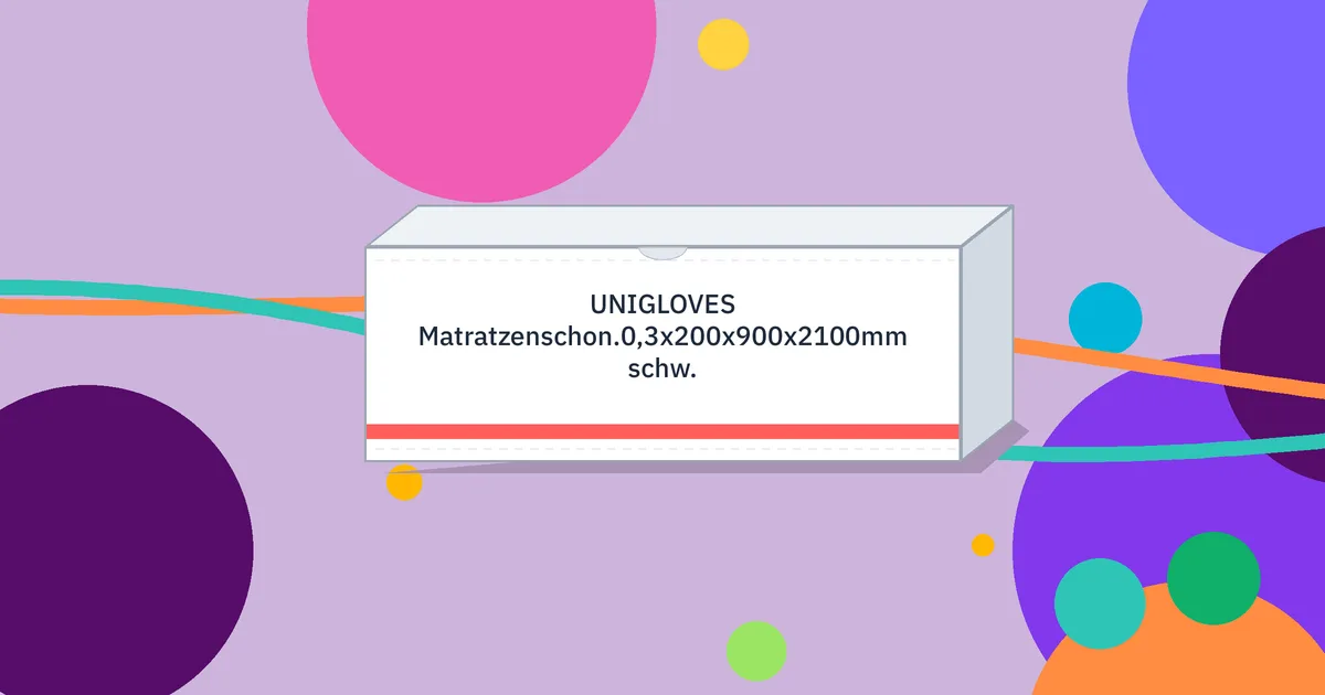 Symbolbild: Packung mit der Aufschrift UNIGLOVES Matratzenschon.0,3x200x900x2100mm schw. (PZN 12388009) – Verfügbarkeit und Bezug in Apotheken in Frankfurt am Main