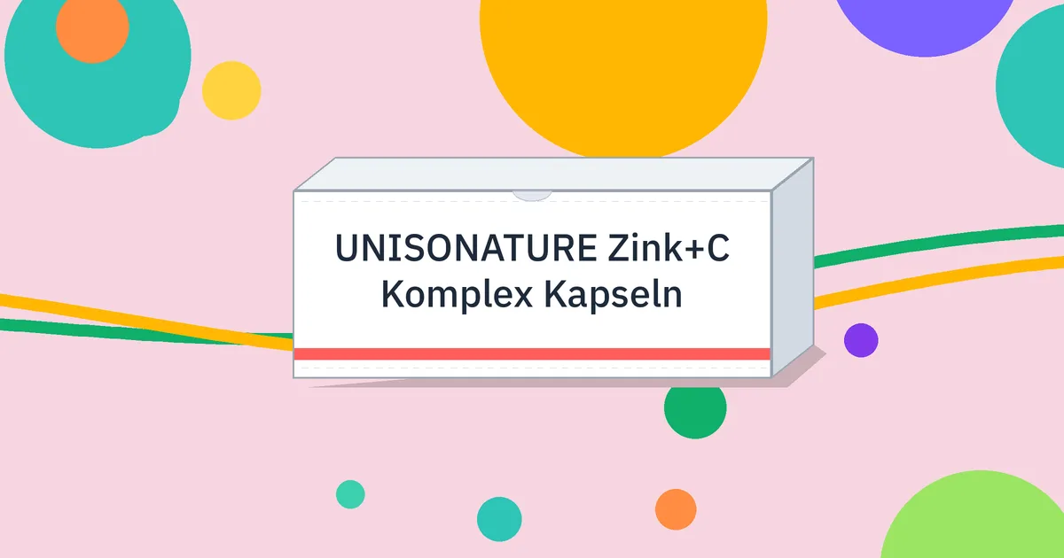 Symbolbild: Packung mit der Aufschrift UNISONATURE Zink+C Komplex Kapseln (PZN 20403964) – Verfügbarkeit und Bezug in Apotheken in Frankfurt am Main
