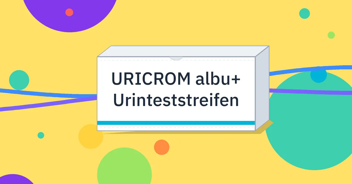 Symbolbild: Packung mit der Aufschrift URICROM albu+ Urinteststreifen (PZN 10405838) – Verfügbarkeit und Bezug in Apotheken in Frankfurt am Main