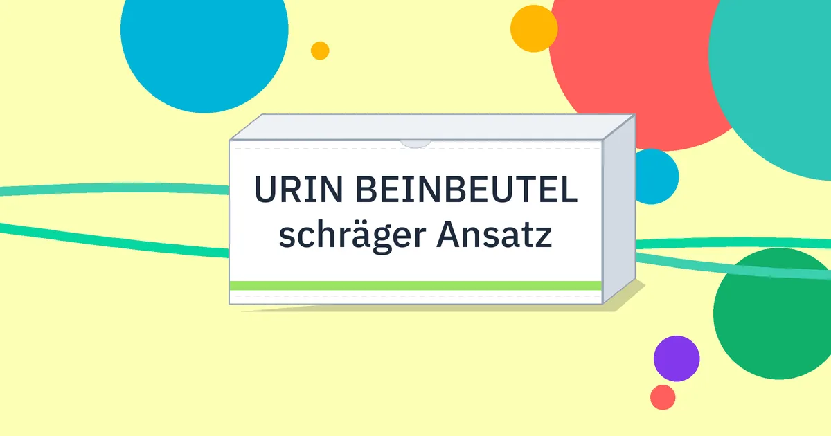 Symbolbild: Packung mit der Aufschrift URIN BEINBEUTEL schräger Ansatz (PZN 02445321) – Verfügbarkeit und Bezug in Apotheken in Frankfurt am Main