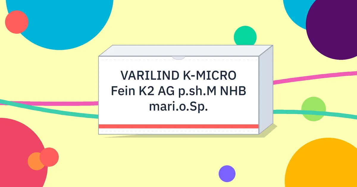 Symbolbild: Packung mit der Aufschrift VARILIND K-MICRO Fein K2 AG p.sh.M NHB mari.o.Sp. (PZN 20556403) – Verfügbarkeit und Bezug in Apotheken in Frankfurt am Main