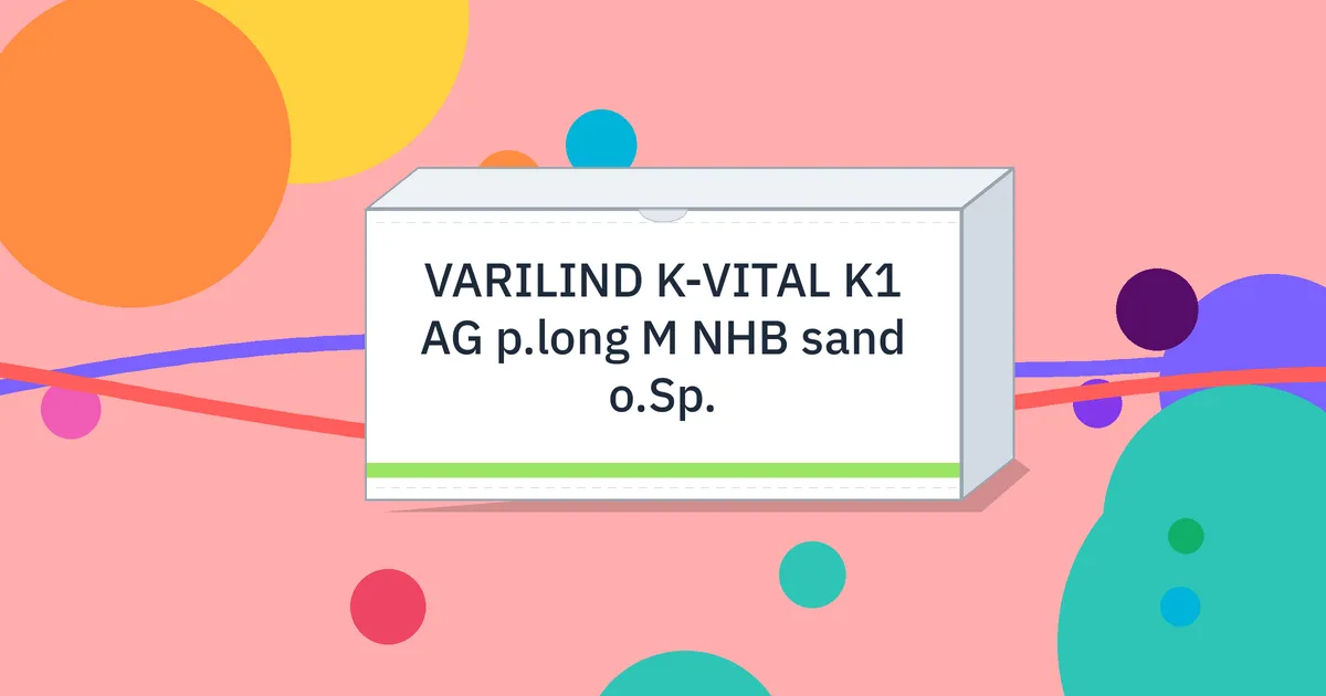 Symbolbild: Packung mit der Aufschrift VARILIND K-VITAL K1 AG p.long M NHB sand o.Sp. (PZN 20562987) – Verfügbarkeit und Bezug in Apotheken in Frankfurt am Main