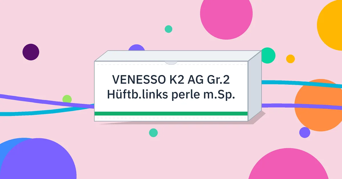 Symbolbild: Packung mit der Aufschrift VENESSO K2 AG Gr.2 Hüftb.links perle m.Sp. (PZN 03266626) – Verfügbarkeit und Bezug in Apotheken in Frankfurt am Main