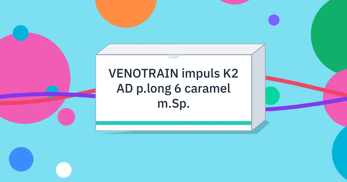 Symbolbild: Packung mit der Aufschrift VENOTRAIN impuls K2 AD p.long 6 caramel m.Sp. (PZN 00614363) – Verfügbarkeit und Bezug in Apotheken in Frankfurt am Main
