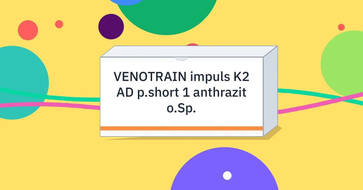 Symbolbild: Packung mit der Aufschrift VENOTRAIN impuls K2 AD p.short 1 anthrazit o.Sp. (PZN 15222054) – Verfügbarkeit und Bezug in Apotheken in Frankfurt am Main
