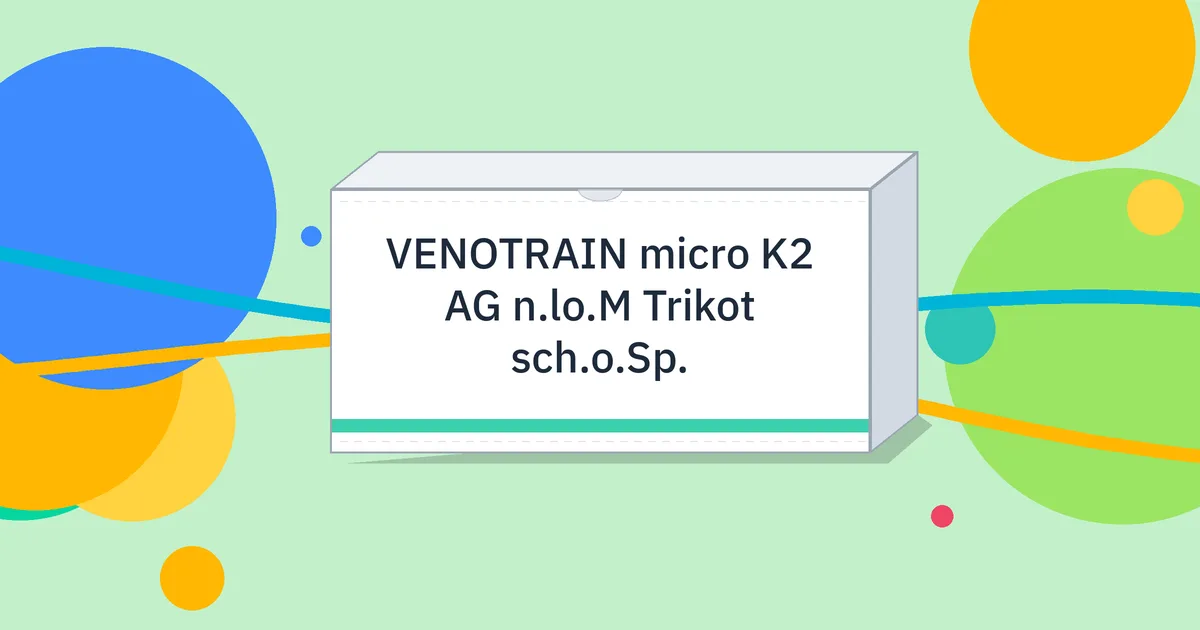 Symbolbild: Packung mit der Aufschrift VENOTRAIN micro K2 AG n.lo.M Trikot sch.o.Sp. (PZN 02368081) – Verfügbarkeit und Bezug in Apotheken in Frankfurt am Main