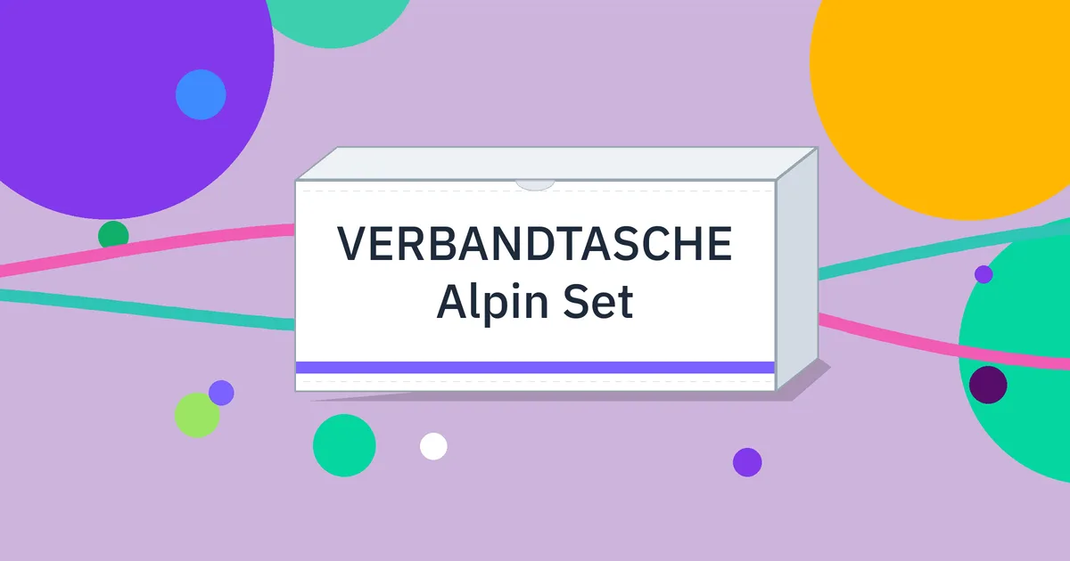 Symbolbild: Packung mit der Aufschrift VERBANDTASCHE Alpin Set (PZN 07352653) – Verfügbarkeit und Bezug in Apotheken in Frankfurt am Main