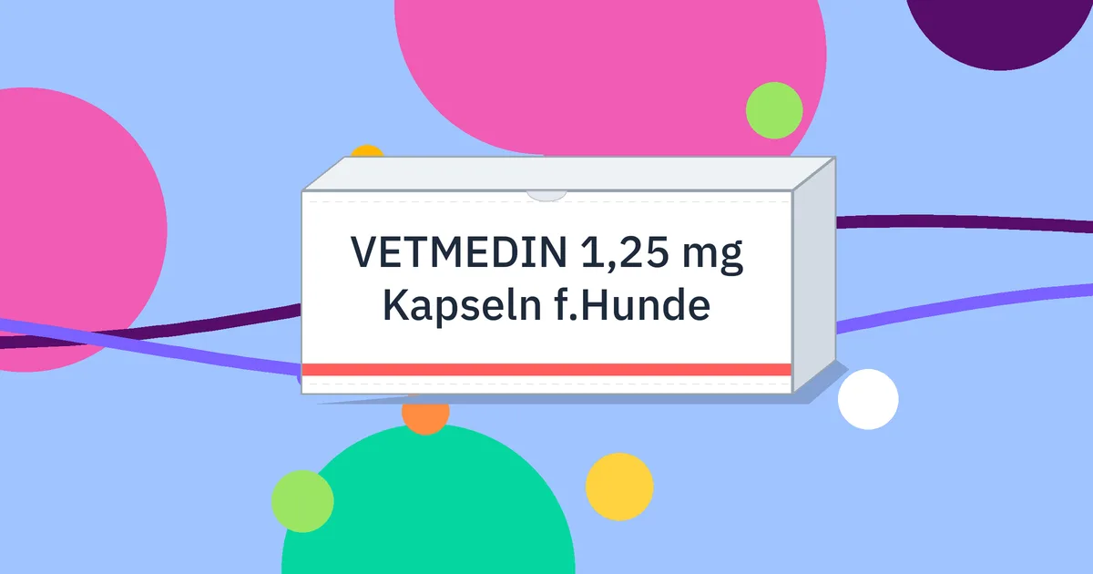 Symbolbild: Packung mit der Aufschrift VETMEDIN 1,25 mg Kapseln f.Hunde (PZN 01959851) – Verfügbarkeit und Bezug in Apotheken in Frankfurt am Main