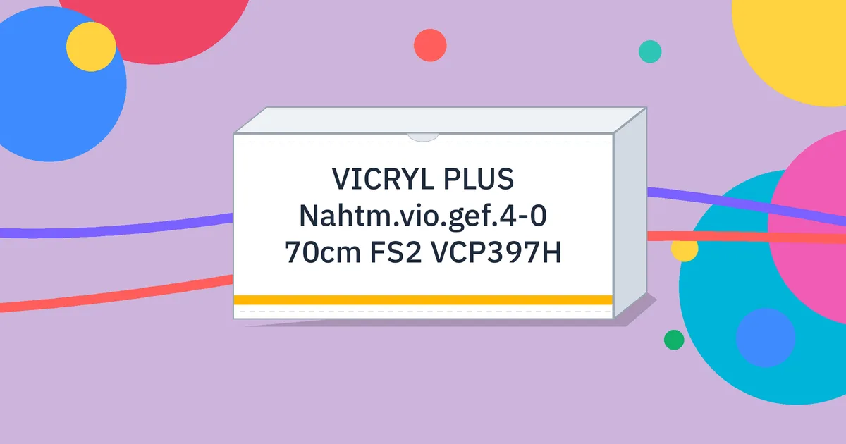 Symbolbild: Packung mit der Aufschrift VICRYL PLUS Nahtm.vio.gef.4-0 70cm FS2 VCP397H (PZN 20390799) – Verfügbarkeit und Bezug in Apotheken in Frankfurt am Main