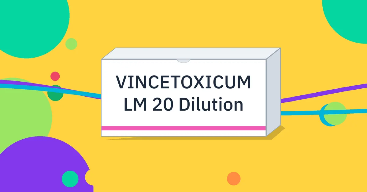 Symbolbild: Packung mit der Aufschrift VINCETOXICUM LM 20 Dilution (PZN 13274644) – Verfügbarkeit und Bezug in Apotheken in Frankfurt am Main