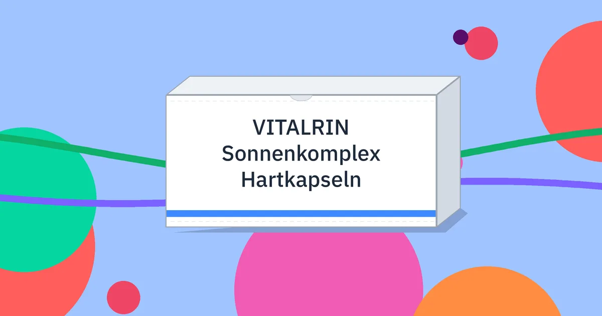 Symbolbild: Packung mit der Aufschrift VITALRIN Sonnenkomplex Hartkapseln (PZN 15638576) – Verfügbarkeit und Bezug in Apotheken in Frankfurt am Main