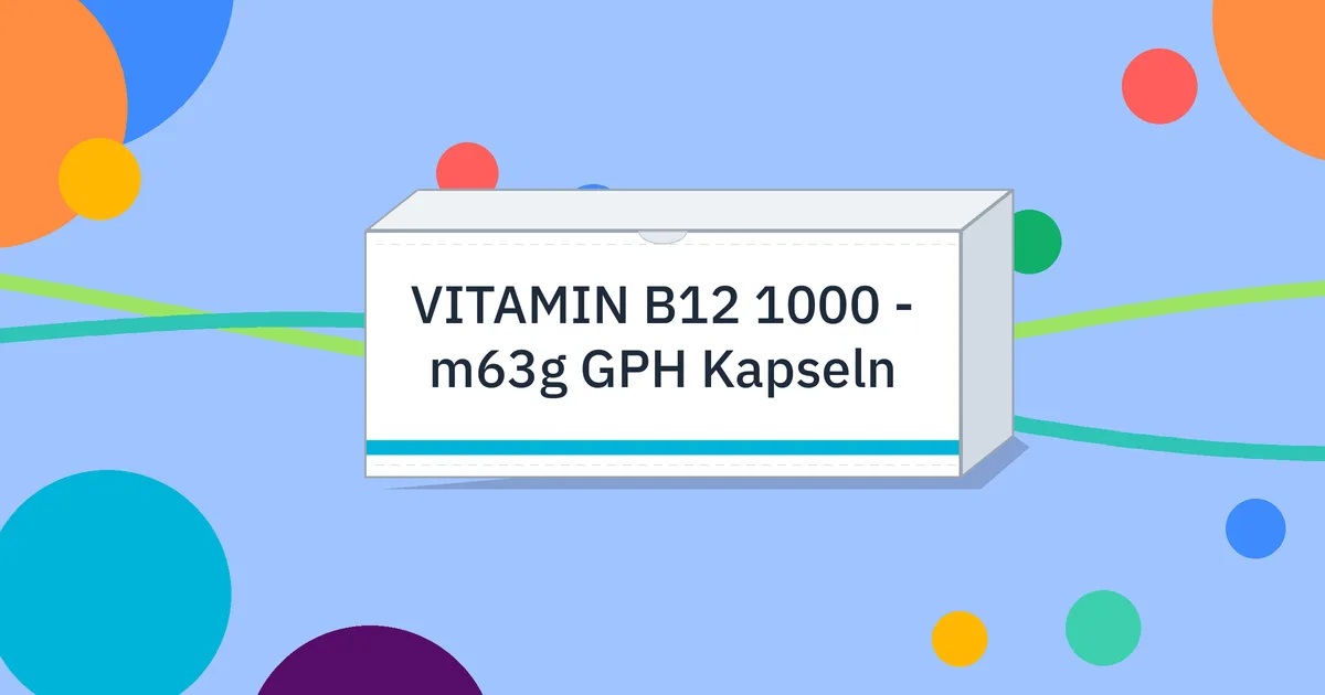 Symbolbild: Packung mit der Aufschrift VITAMIN B12 1000 -m63g GPH Kapseln (PZN 15294705) – Verfügbarkeit und Bezug in Apotheken in Frankfurt am Main