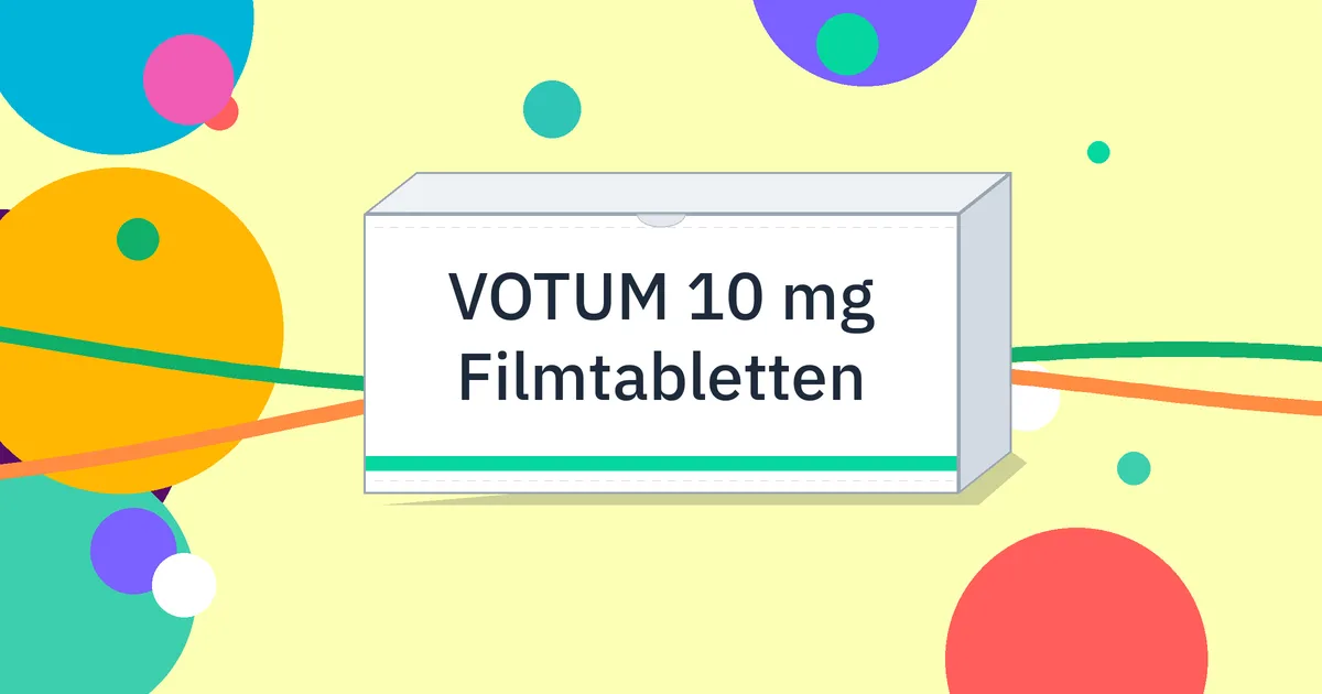 Symbolbild: Packung mit der Aufschrift VOTUM 10 mg Filmtabletten (PZN 02170025) – Verfügbarkeit und Bezug in Apotheken in Frankfurt am Main