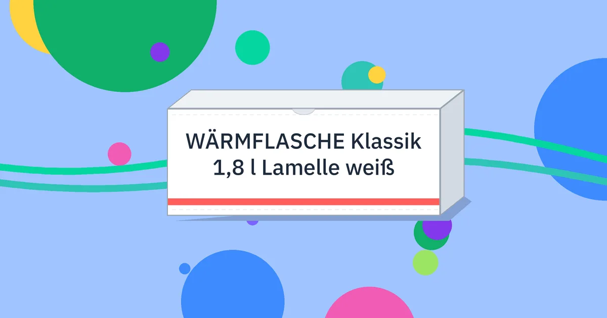Symbolbild: Packung mit der Aufschrift WÄRMFLASCHE Klassik 1,8 l Lamelle weiß (PZN 16328895) – Verfügbarkeit und Bezug in Apotheken in Frankfurt am Main