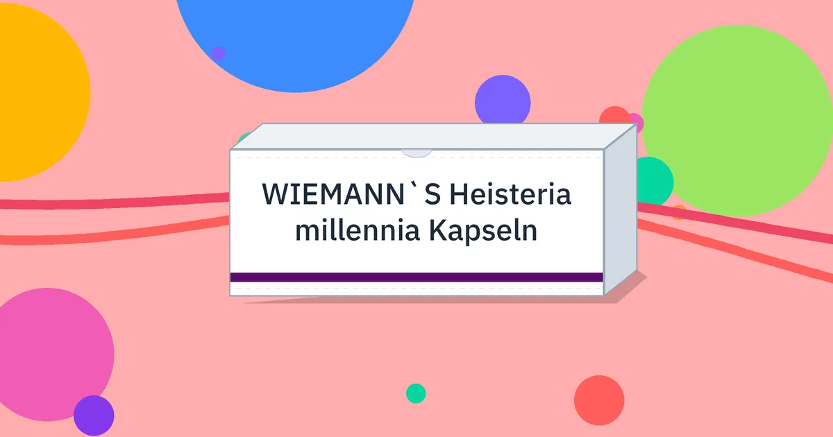 Symbolbild: Packung mit der Aufschrift WIEMANN`S Heisteria millennia Kapseln (PZN 07625430) – Verfügbarkeit und Bezug in Apotheken in Frankfurt am Main