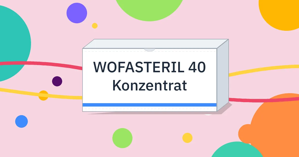 Symbolbild: Packung mit der Aufschrift WOFASTERIL 40 Konzentrat (PZN 09783742) – Verfügbarkeit und Bezug in Apotheken in Frankfurt am Main