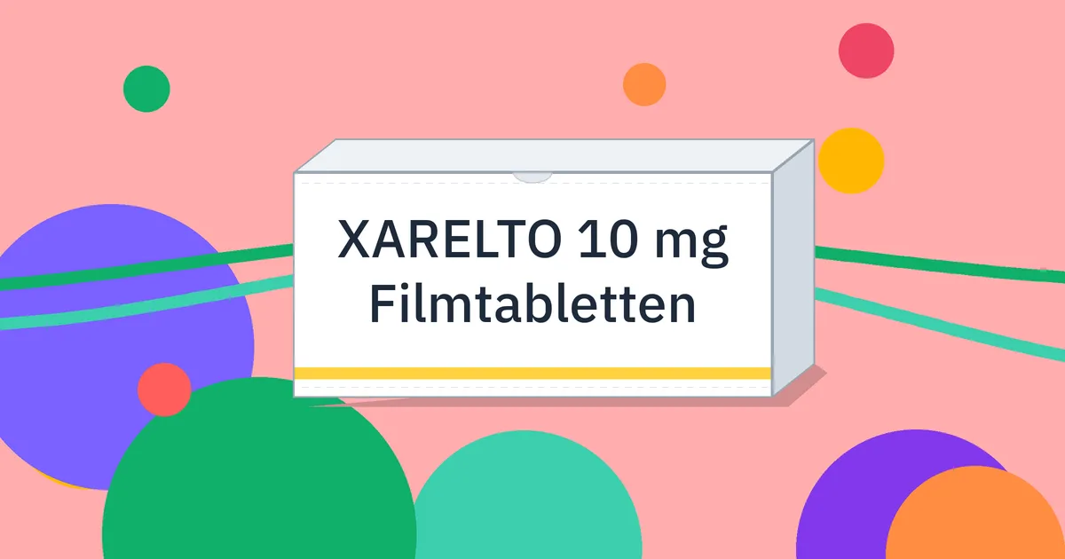 Symbolbild: Packung mit der Aufschrift XARELTO 10 mg Filmtabletten (PZN 05459513) – Verfügbarkeit und Bezug in Apotheken in Frankfurt am Main
