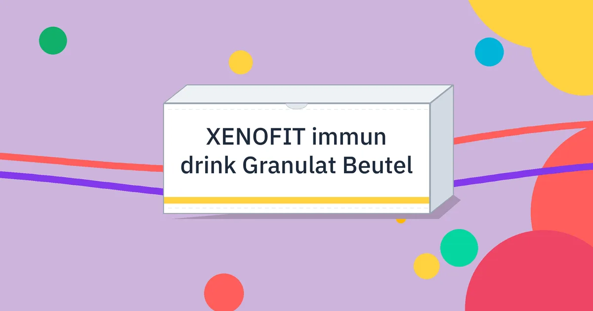 Symbolbild: Packung mit der Aufschrift XENOFIT immun drink Granulat Beutel (PZN 17173963) – Verfügbarkeit und Bezug in Apotheken in Frankfurt am Main