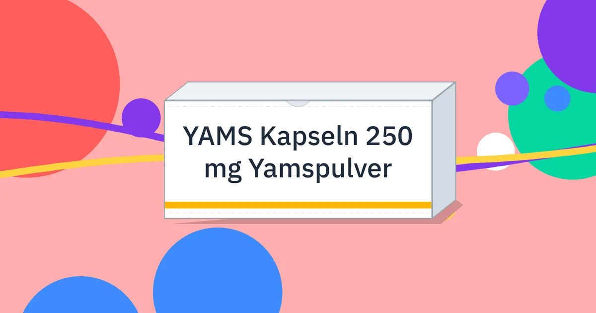 Symbolbild: Packung mit der Aufschrift YAMS Kapseln 250 mg Yamspulver (PZN 04020637) – Verfügbarkeit und Bezug in Apotheken in Frankfurt am Main