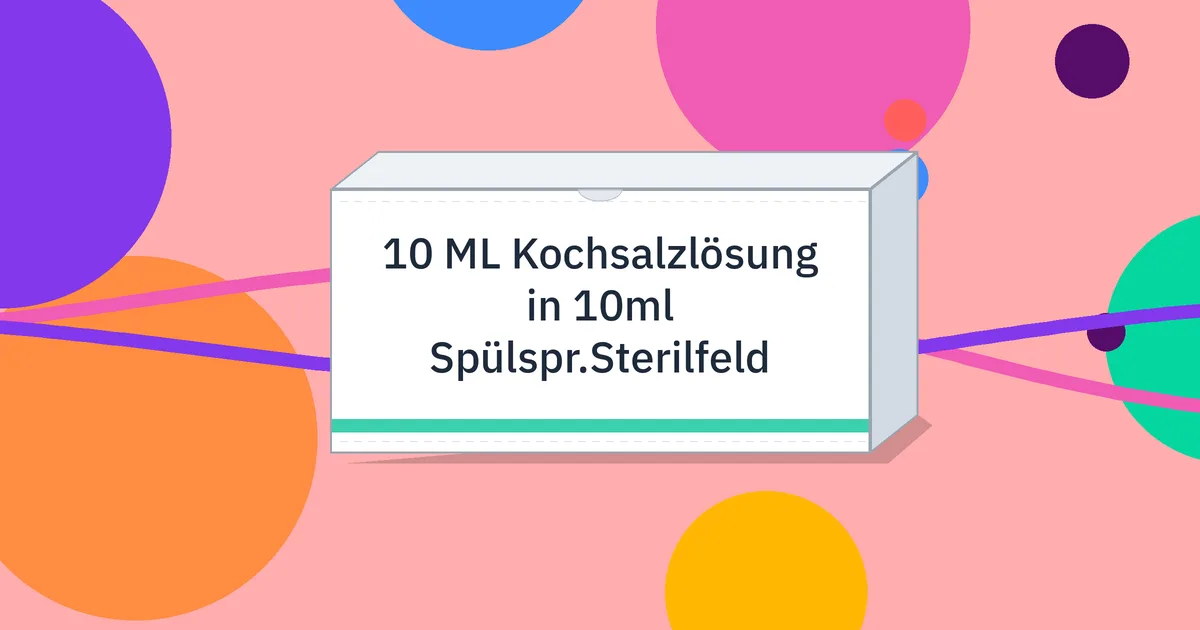 Symbolbild: Packung mit der Aufschrift 10 ML Kochsalzlösung in 10ml Spülspr.Sterilfeld (PZN 18841958) – Verfügbarkeit und Bezug in Apotheken in Frankfurt am Main