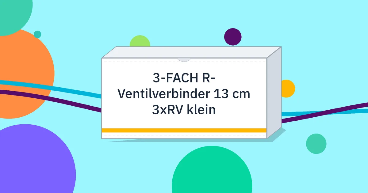 Symbolbild: Packung mit der Aufschrift 3-FACH R-Ventilverbinder 13 cm 3xRV klein (PZN 20198872) – Verfügbarkeit und Bezug in Apotheken in Frankfurt am Main