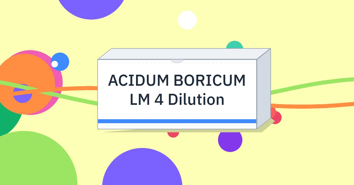 Symbolbild: Packung mit der Aufschrift ACIDUM BORICUM LM 4 Dilution (PZN 13269577) – Verfügbarkeit und Bezug in Apotheken in Frankfurt am Main