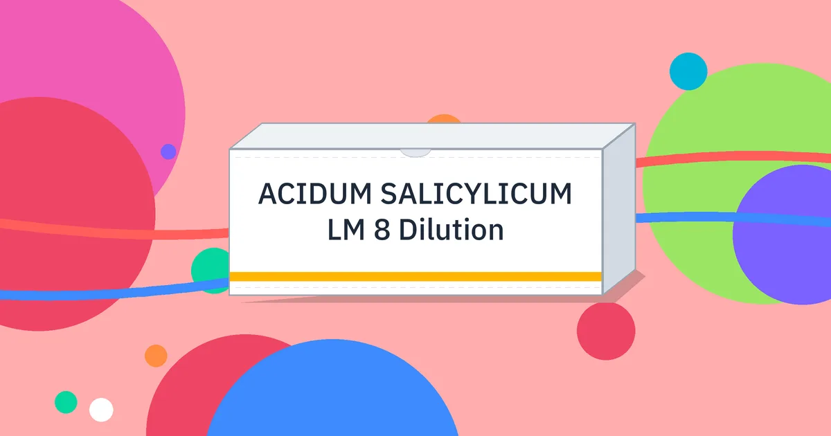 Symbolbild: Packung mit der Aufschrift ACIDUM SALICYLICUM LM 8 Dilution (PZN 13281880) – Verfügbarkeit und Bezug in Apotheken in Frankfurt am Main