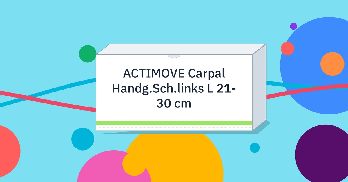 Symbolbild: Packung mit der Aufschrift ACTIMOVE Carpal Handg.Sch.links L 21-30 cm (PZN 17949174) – Verfügbarkeit und Bezug in Apotheken in Frankfurt am Main