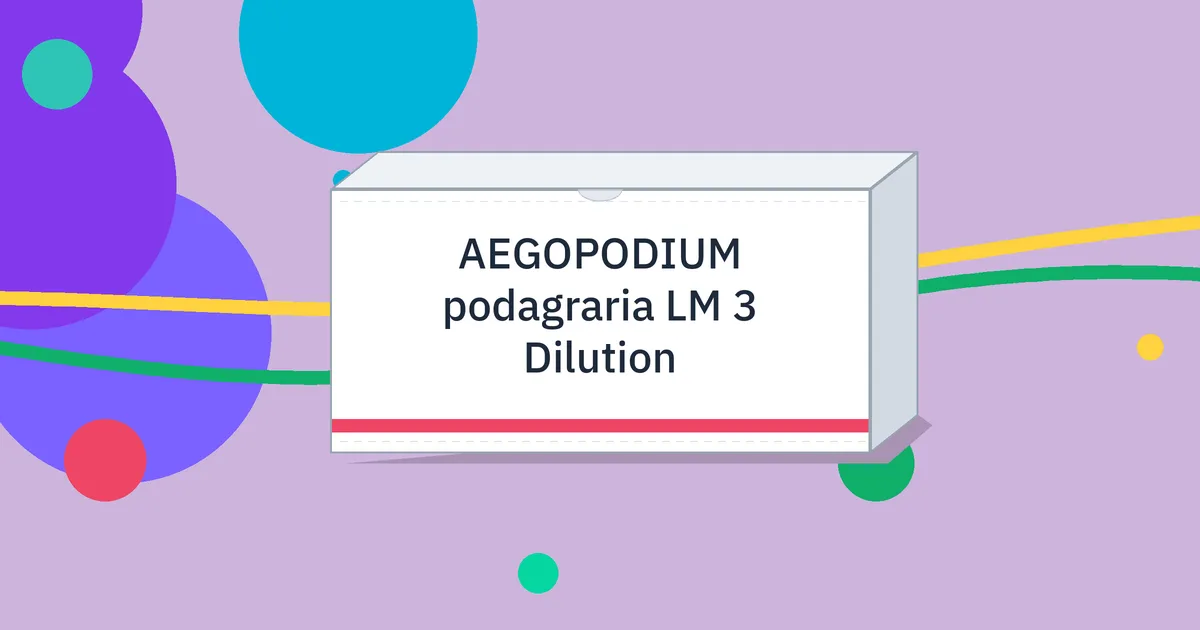 Symbolbild: Packung mit der Aufschrift AEGOPODIUM podagraria LM 3 Dilution (PZN 13298030) – Verfügbarkeit und Bezug in Apotheken in Frankfurt am Main