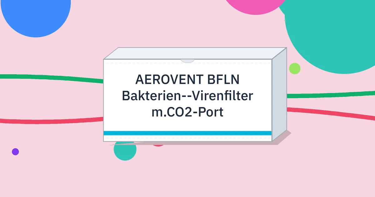 Symbolbild: Packung mit der Aufschrift AEROVENT BFLN Bakterien--Virenfilter m.CO2-Port (PZN 01076175) – Verfügbarkeit und Bezug in Apotheken in Frankfurt am Main
