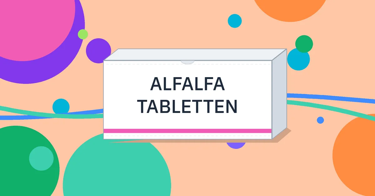 Symbolbild: Packung mit der Aufschrift ALFALFA TABLETTEN (PZN 04374341) – Verfügbarkeit und Bezug in Apotheken in Frankfurt am Main