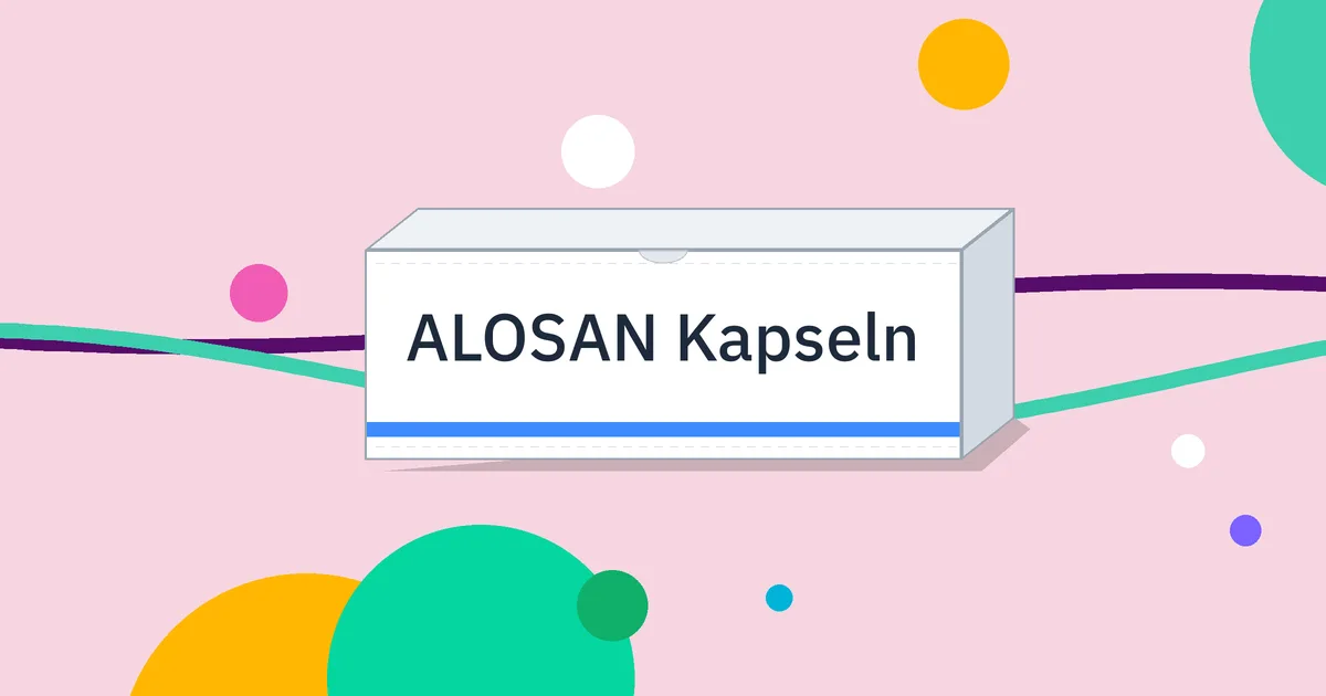 Symbolbild: Packung mit der Aufschrift ALOSAN Kapseln (PZN 08488998) – Verfügbarkeit und Bezug in Apotheken in Frankfurt am Main