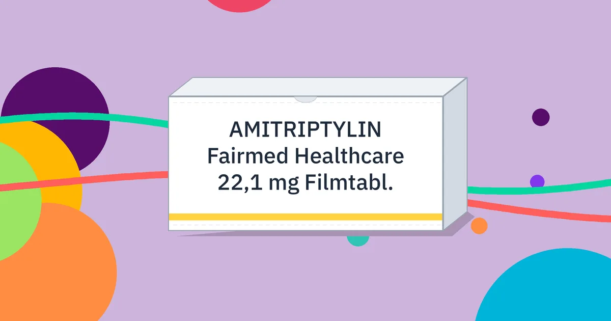 Symbolbild: Packung mit der Aufschrift AMITRIPTYLIN Fairmed Healthcare 22,1 mg Filmtabl. (PZN 16564584) – Verfügbarkeit und Bezug in Apotheken in Frankfurt am Main