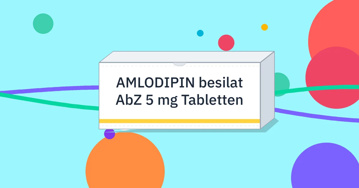 Symbolbild: Packung mit der Aufschrift AMLODIPIN besilat AbZ 5 mg Tabletten (PZN 04342967) – Verfügbarkeit und Bezug in Apotheken in Frankfurt am Main