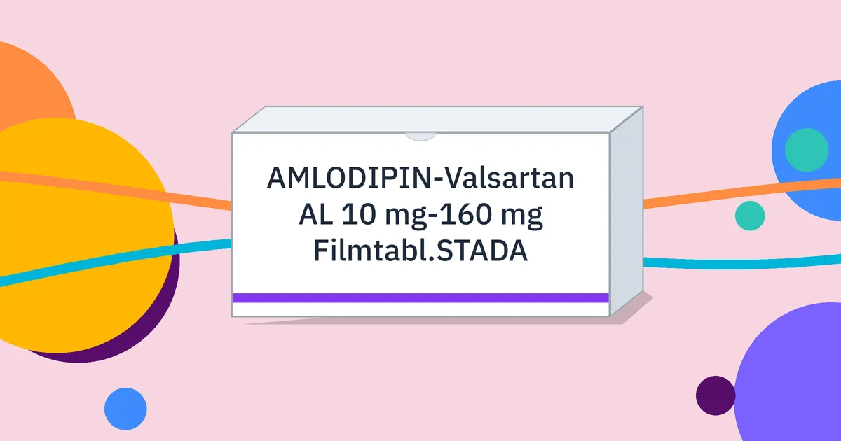 Symbolbild: Packung mit der Aufschrift AMLODIPIN-Valsartan AL 10 mg-160 mg Filmtabl.STADA (PZN 19694488) – Verfügbarkeit und Bezug in Apotheken in Frankfurt am Main