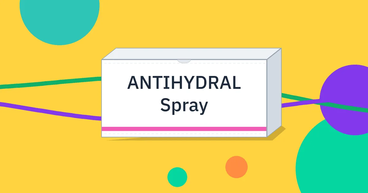 Symbolbild: Packung mit der Aufschrift ANTIHYDRAL Spray (PZN 15410034) – Verfügbarkeit und Bezug in Apotheken in Frankfurt am Main