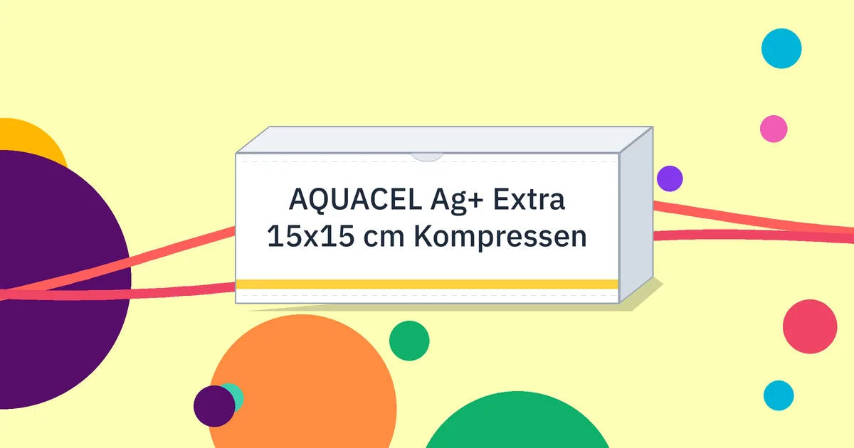 Symbolbild: Packung mit der Aufschrift AQUACEL Ag+ Extra 15x15 cm Kompressen (PZN 18032615) – Verfügbarkeit und Bezug in Apotheken in Frankfurt am Main