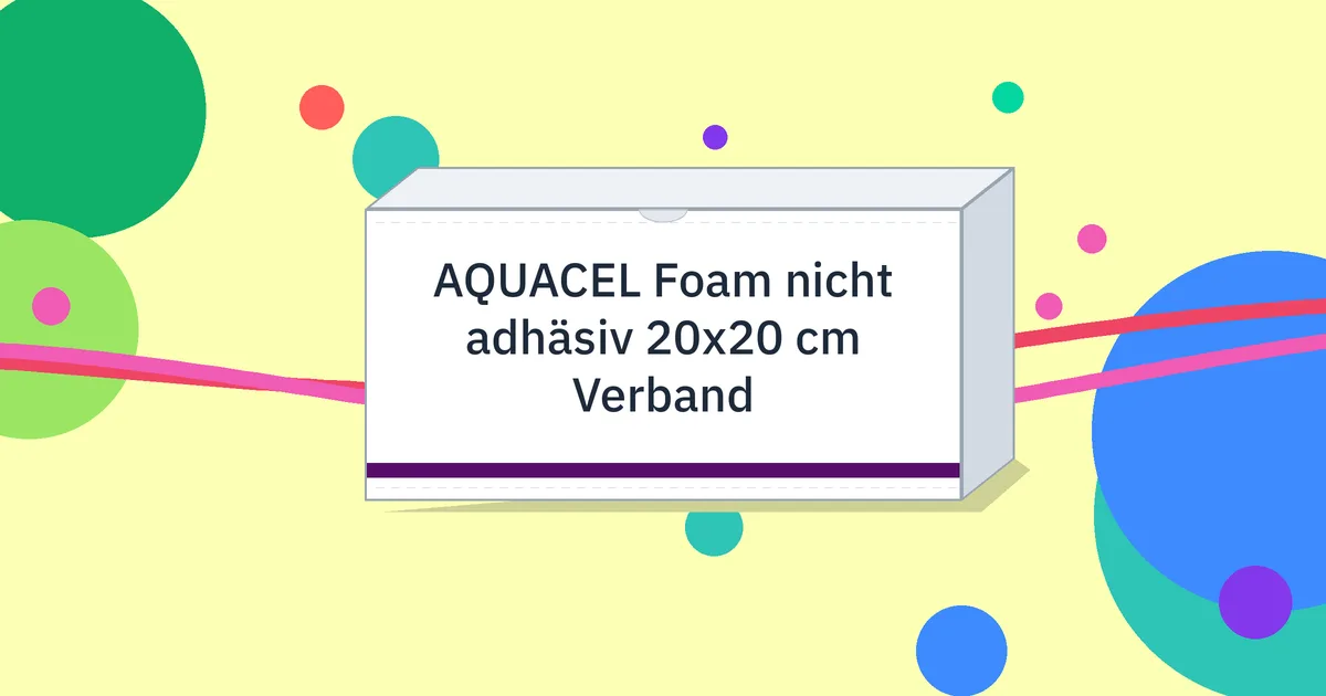 Symbolbild: Packung mit der Aufschrift AQUACEL Foam nicht adhäsiv 20x20 cm Verband (PZN 12419721) – Verfügbarkeit und Bezug in Apotheken in Frankfurt am Main
