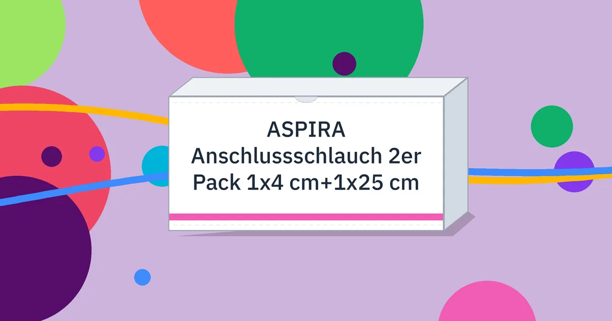 Symbolbild: Packung mit der Aufschrift ASPIRA Anschlussschlauch 2er Pack 1x4 cm+1x25 cm (PZN 12490239) – Verfügbarkeit und Bezug in Apotheken in Frankfurt am Main