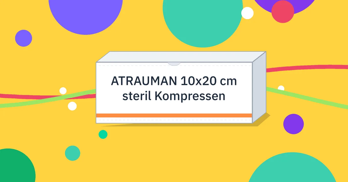 Symbolbild: Packung mit der Aufschrift ATRAUMAN 10x20 cm steril Kompressen (PZN 09083387) – Verfügbarkeit und Bezug in Apotheken in Frankfurt am Main