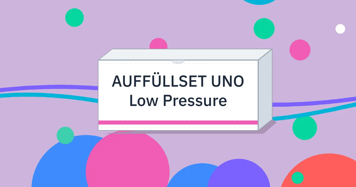 Symbolbild: Packung mit der Aufschrift AUFFÜLLSET UNO Low Pressure (PZN 06910192) – Verfügbarkeit und Bezug in Apotheken in Frankfurt am Main