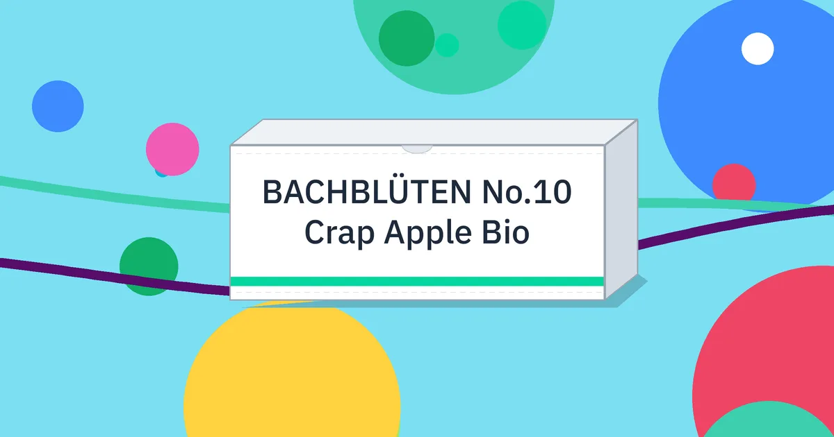 Symbolbild: Packung mit der Aufschrift BACHBLÜTEN No.10 Crap Apple Bio (PZN 10310569) – Verfügbarkeit und Bezug in Apotheken in Frankfurt am Main
