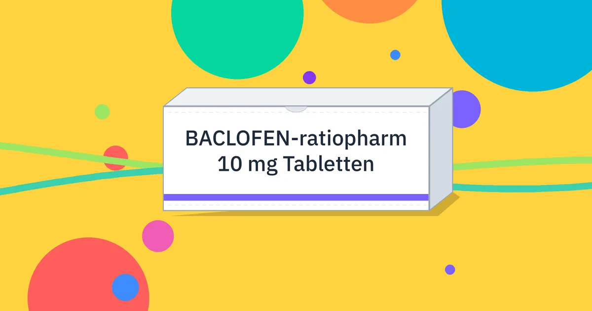 Symbolbild: Packung mit der Aufschrift BACLOFEN-ratiopharm 10 mg Tabletten (PZN 03753390) – Verfügbarkeit und Bezug in Apotheken in Frankfurt am Main