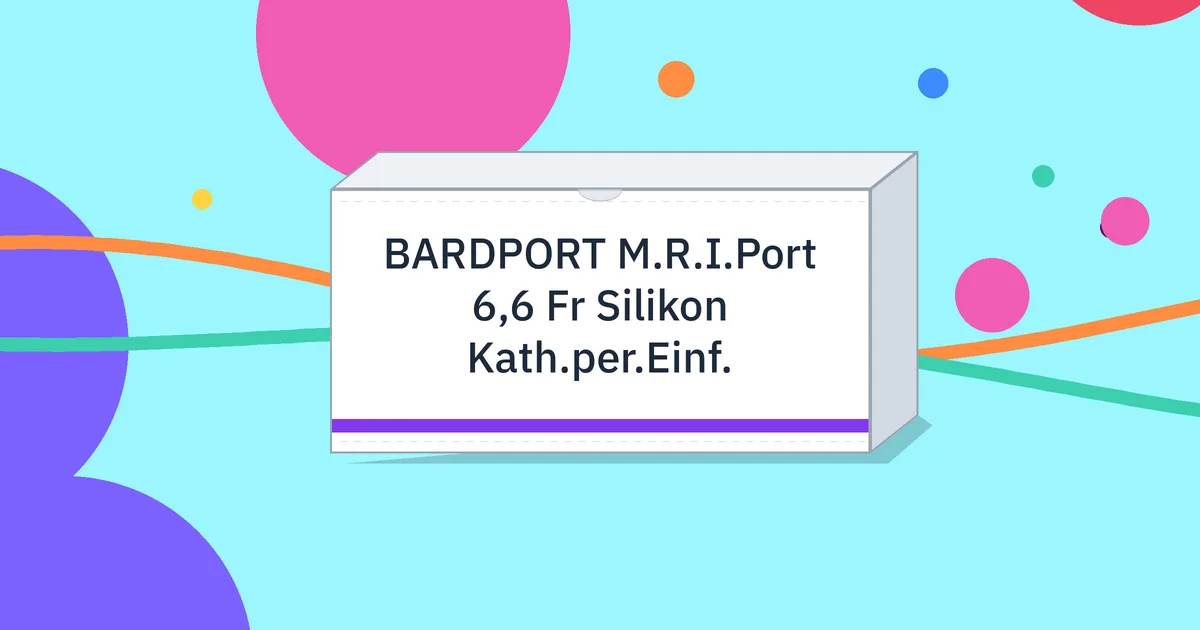 Symbolbild: Packung mit der Aufschrift BARDPORT M.R.I.Port 6,6 Fr Silikon Kath.per.Einf. (PZN 02755228) – Verfügbarkeit und Bezug in Apotheken in Frankfurt am Main
