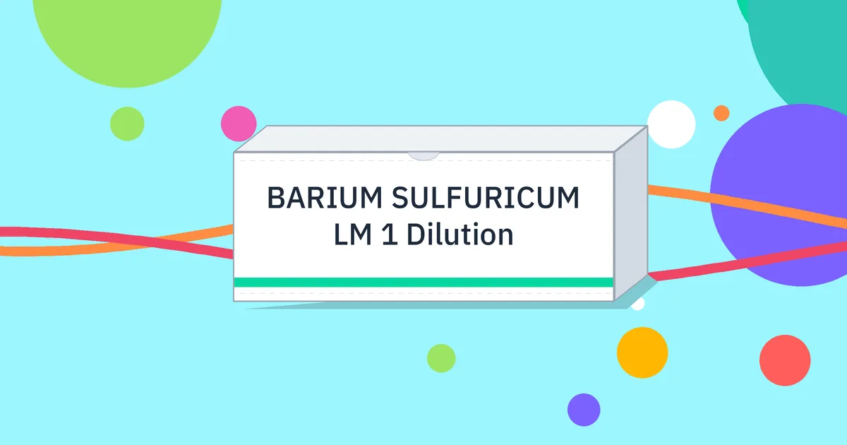 Symbolbild: Packung mit der Aufschrift BARIUM SULFURICUM LM 1 Dilution (PZN 13379923) – Verfügbarkeit und Bezug in Apotheken in Frankfurt am Main