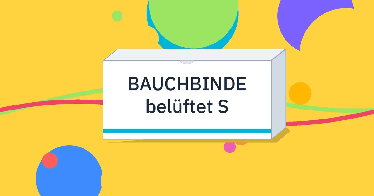 Symbolbild: Packung mit der Aufschrift BAUCHBINDE belüftet S (PZN 19070606) – Verfügbarkeit und Bezug in Apotheken in Frankfurt am Main