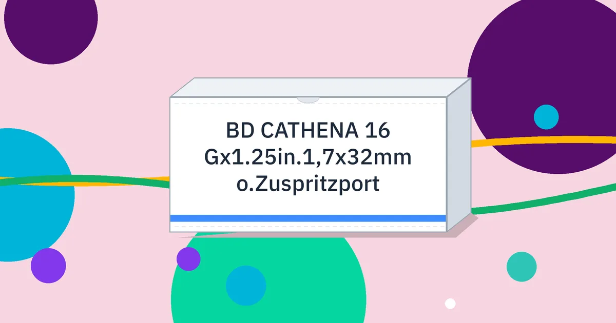 Symbolbild: Packung mit der Aufschrift BD CATHENA 16 Gx1.25in.1,7x32mm o.Zuspritzport (PZN 16910684) – Verfügbarkeit und Bezug in Apotheken in Frankfurt am Main