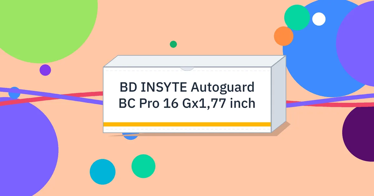 Symbolbild: Packung mit der Aufschrift BD INSYTE Autoguard BC Pro 16 Gx1,77 inch (PZN 17893841) – Verfügbarkeit und Bezug in Apotheken in Frankfurt am Main