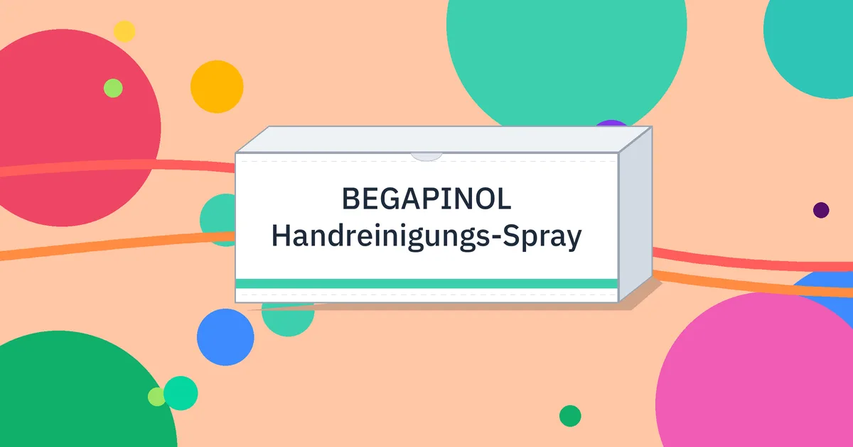 Symbolbild: Packung mit der Aufschrift BEGAPINOL Handreinigungs-Spray (PZN 18023556) – Verfügbarkeit und Bezug in Apotheken in Frankfurt am Main