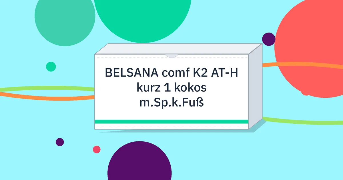 Symbolbild: Packung mit der Aufschrift BELSANA comf K2 AT-H kurz 1 kokos m.Sp.k.Fuß (PZN 12327918) – Verfügbarkeit und Bezug in Apotheken in Frankfurt am Main
